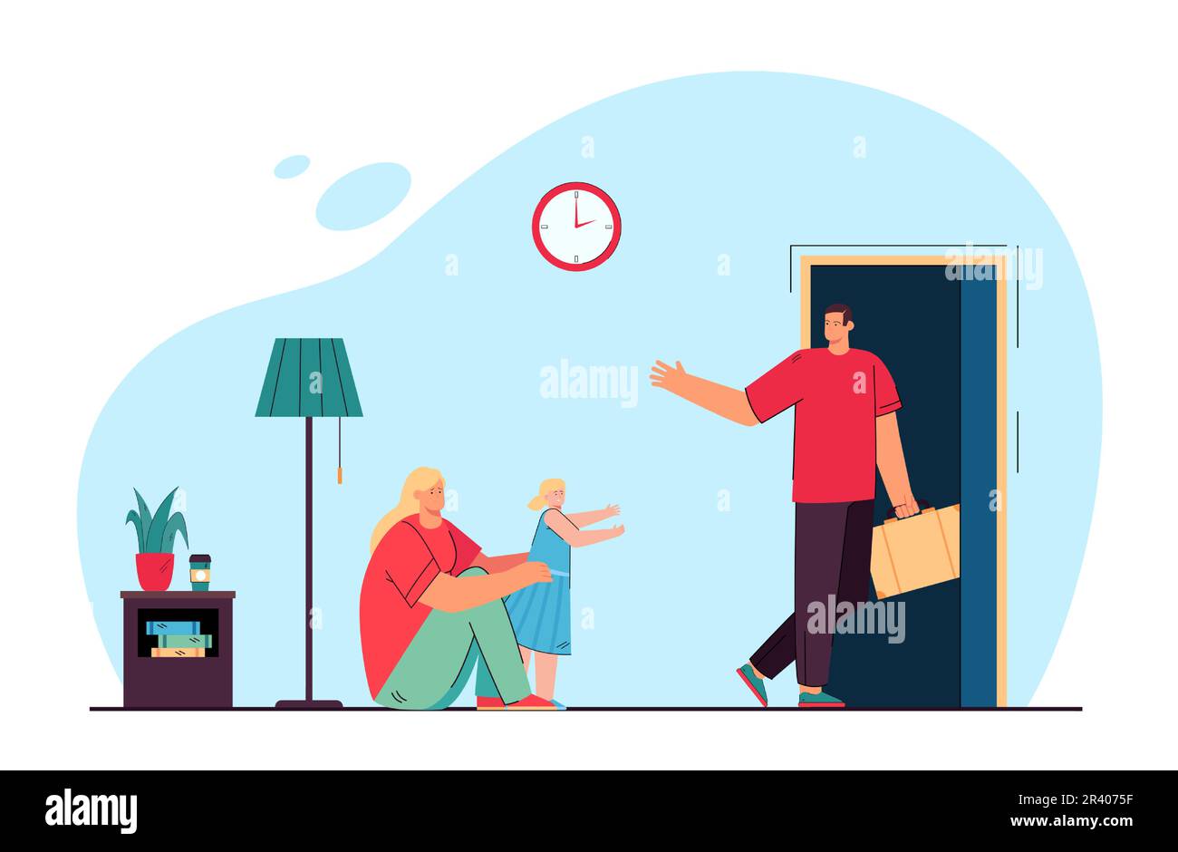 Father saying goodbye to family Stock Vector Images - Alamy