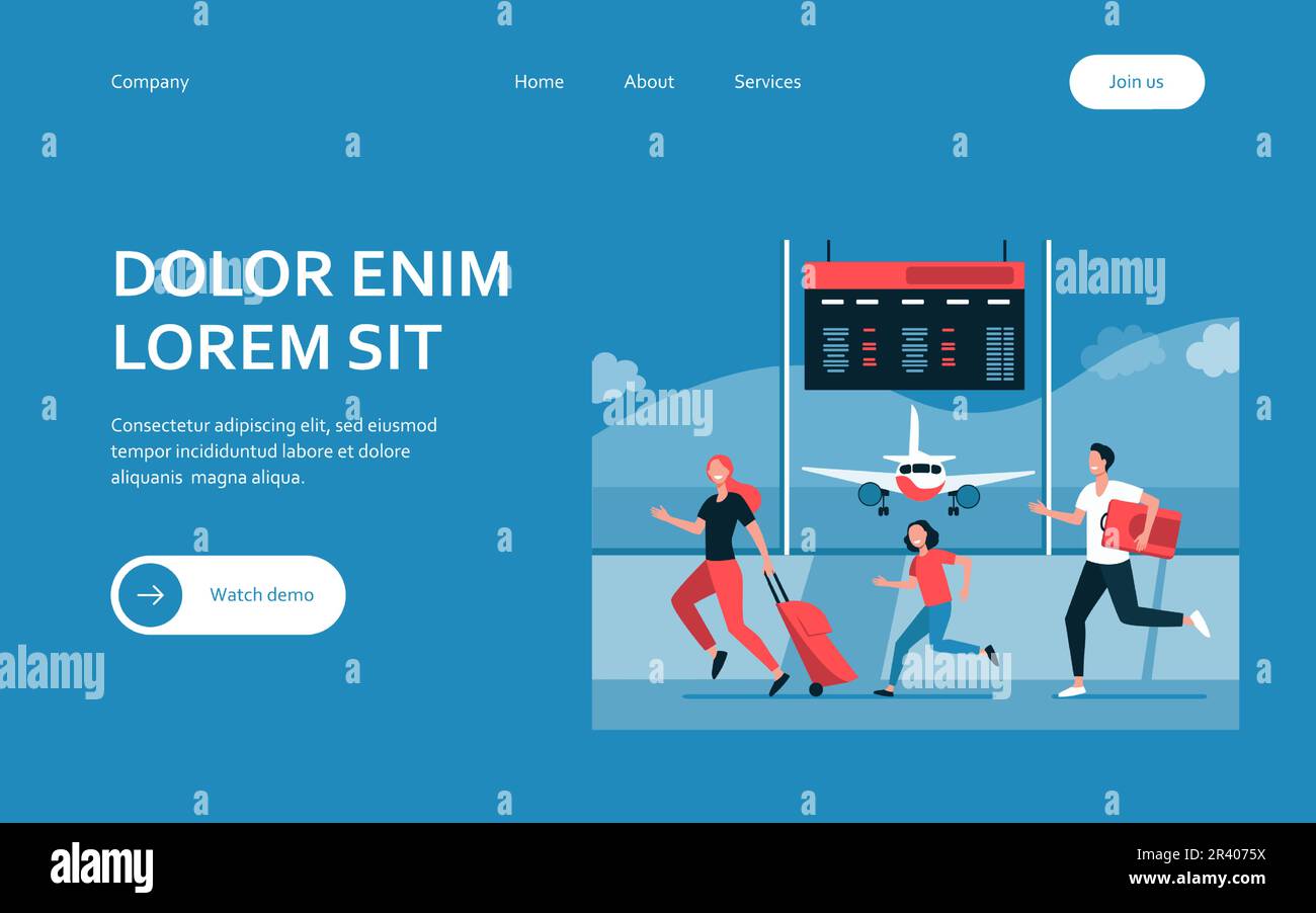 Happy family running for flight registration Stock Vector Image & Art ...