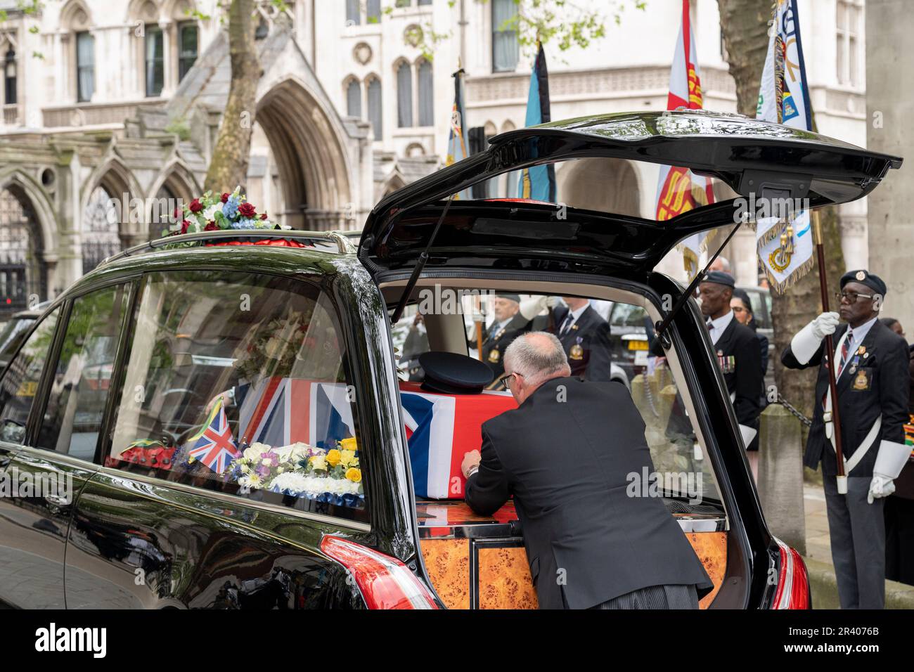 The coffin of Flt Sgt Peter Brown, a Jamaican-born WW2 RAF airman after ...