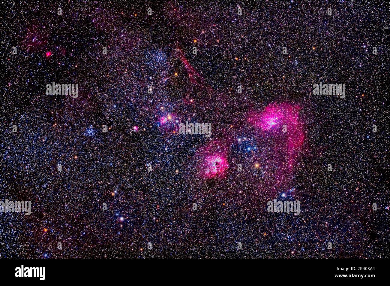 Rich array of star clusters and nebulas in central Auriga Stock Photo ...