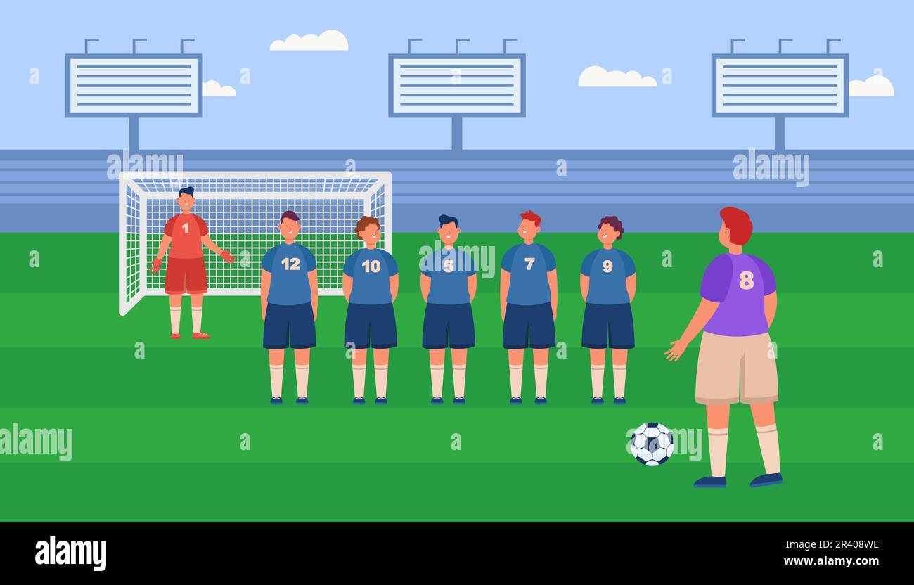 Cartoon football player ready for penalty kick at stadium Stock Vector ...