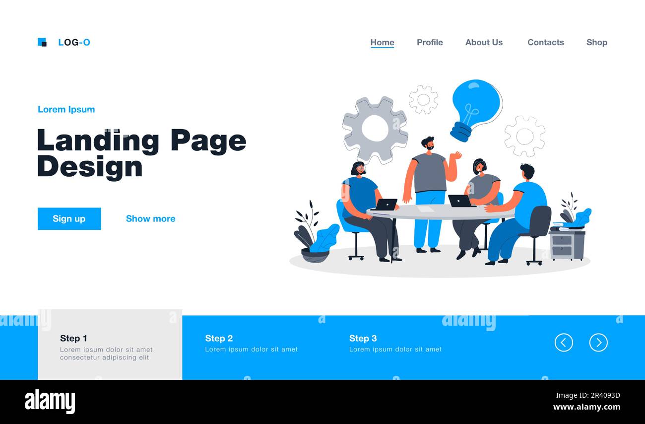 Company team brainstorming at meeting flat vector illustration Stock ...