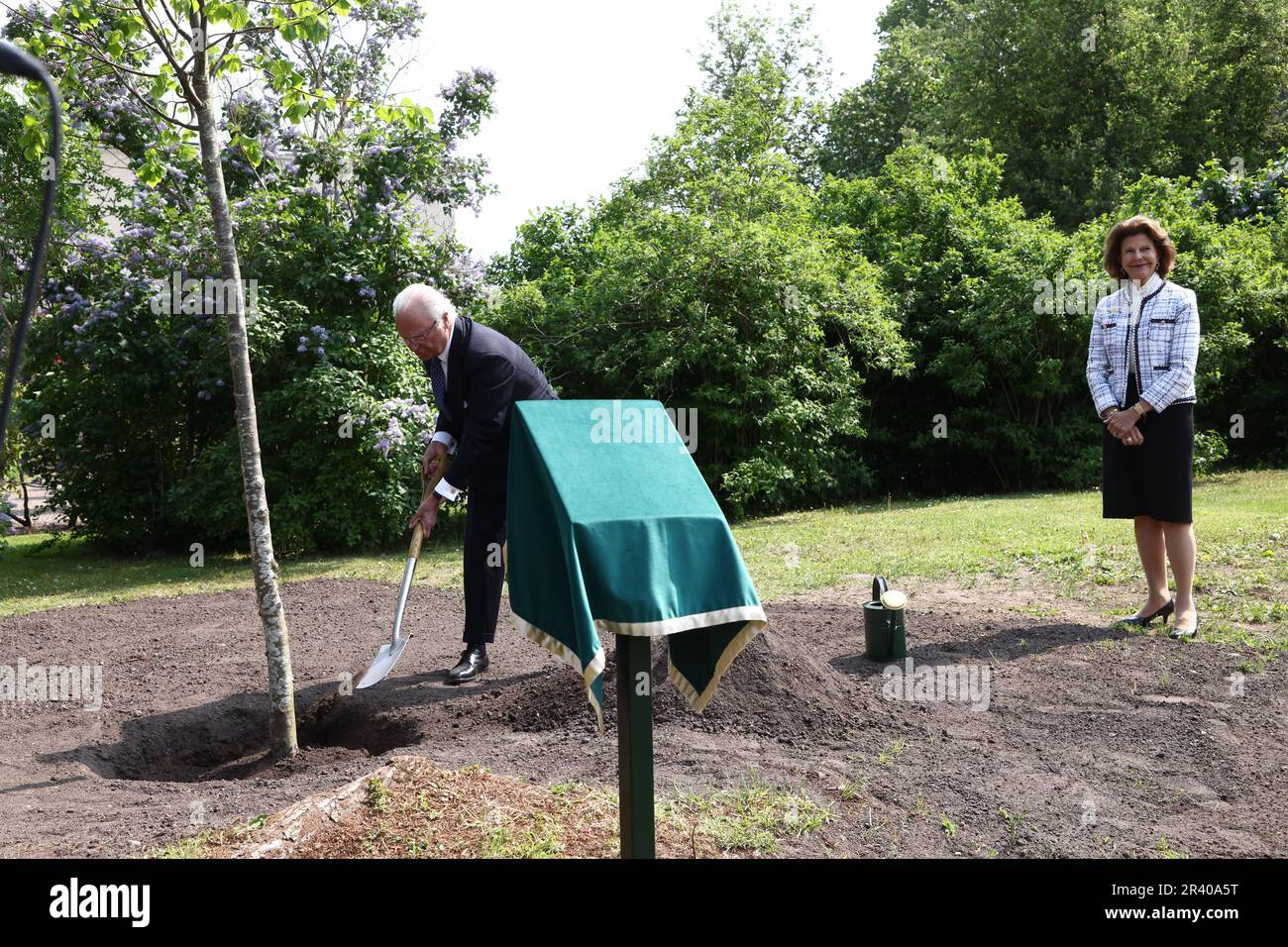 Sweden's King Carl XVI Gustaf and Queen Silvia during a visit to ...