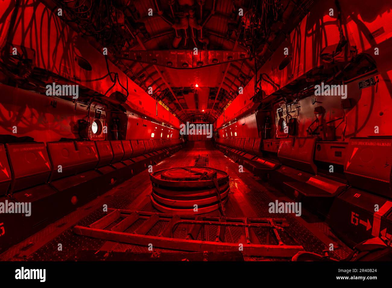 Cargo compartment of an IL-78 military tanker aircraft of the Russian ...