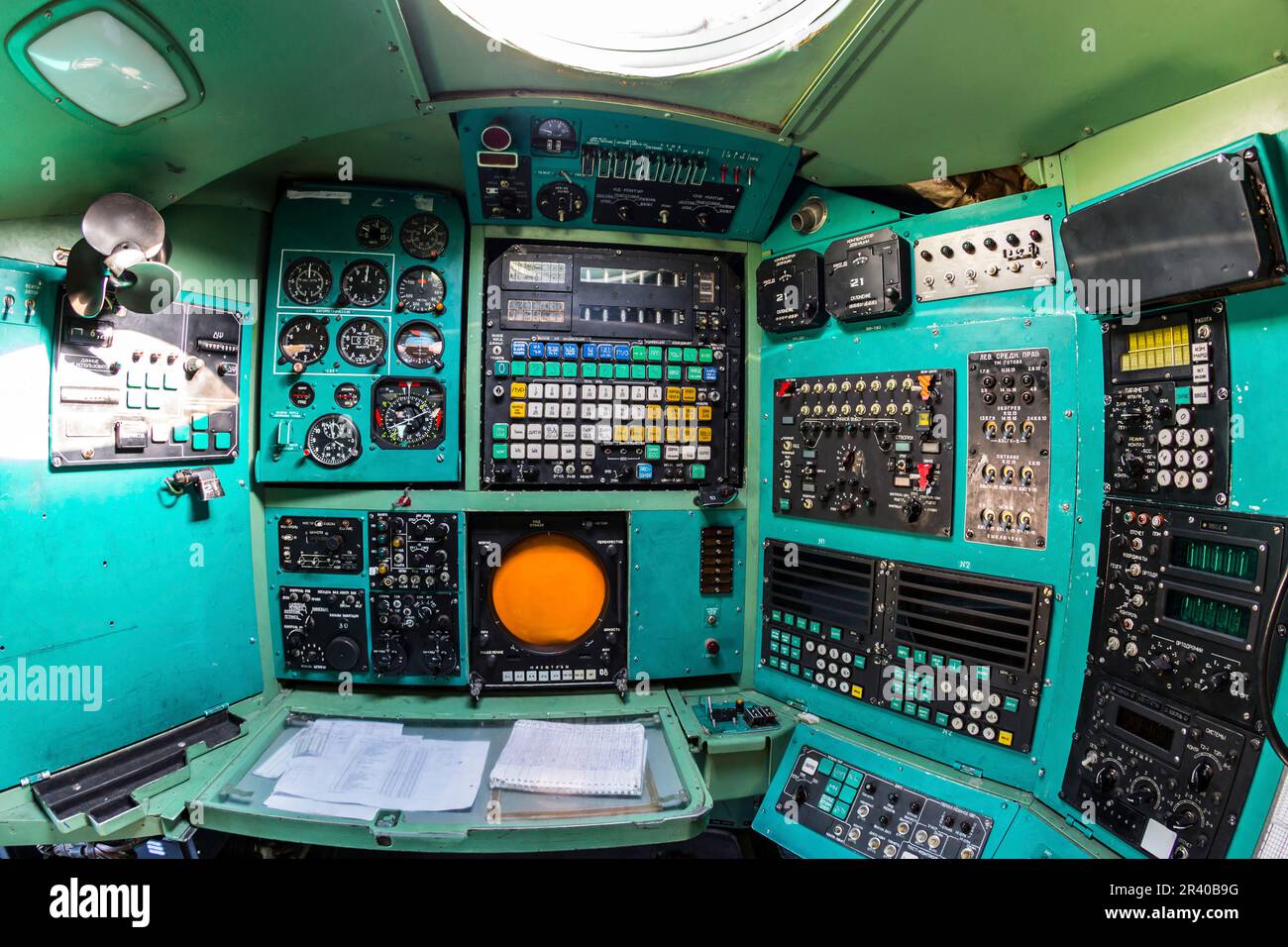 Cockpit of a Tu-95MS strategic bomber of the Russian Air Force Stock ...