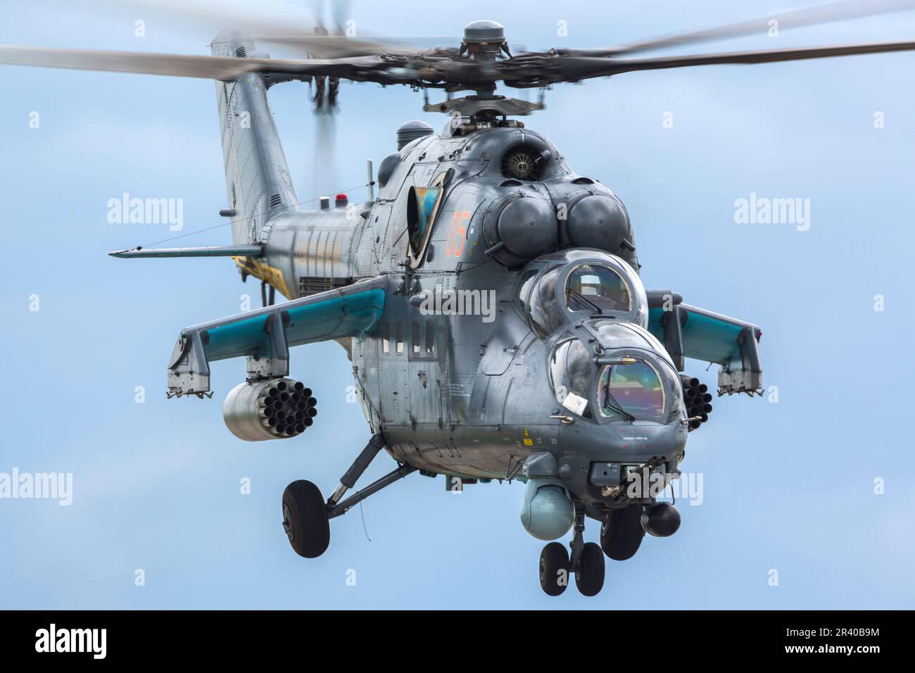 Mil Mi-35M attack helicopter of the Kazakhstan Air Force taking off ...