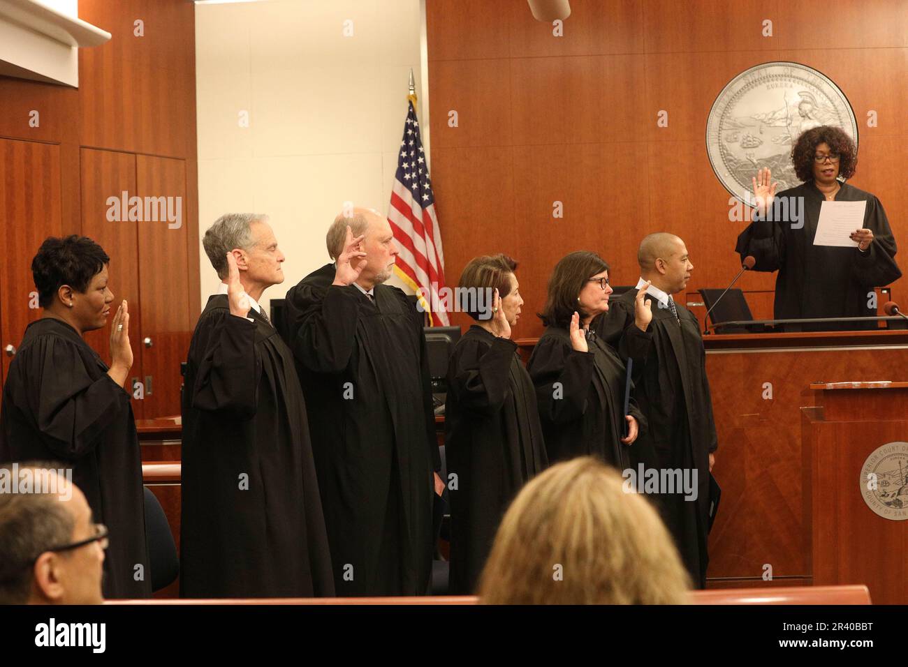 Hon. Monica F. Wiley (left); Hon. Jeffrey S. Ross (second from left ...
