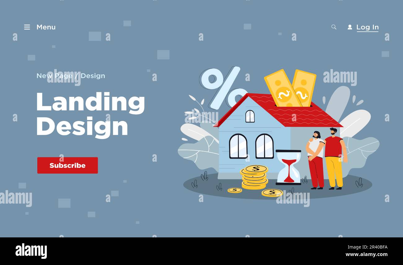 People buying home with mortgage loan flat vector illustration Stock ...