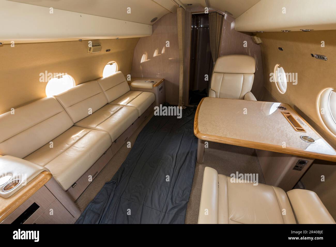 Cabin of an IL-18 military transport aircraft of the Russian Air Force ...