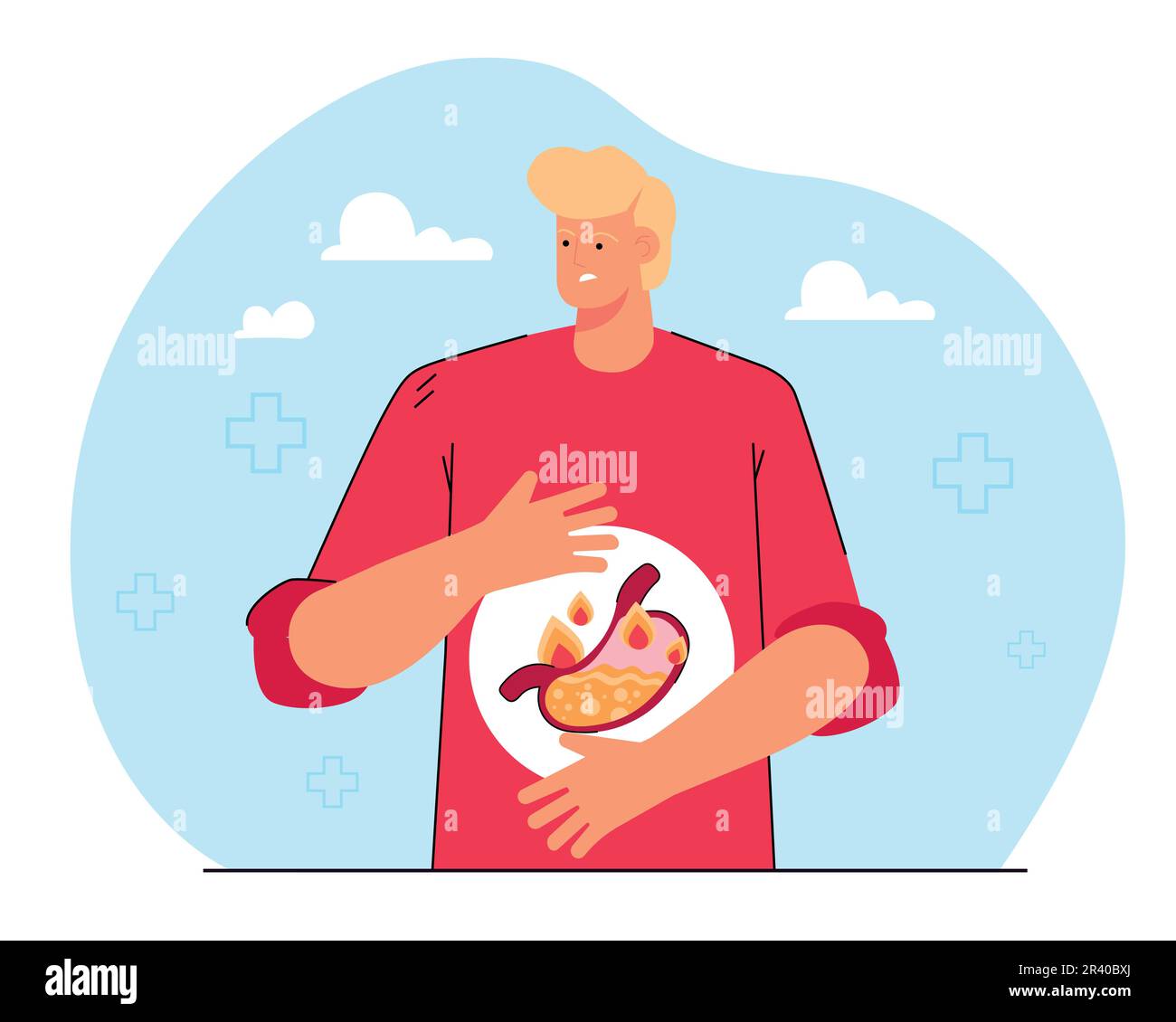Cartoon man suffering from heartburn Stock Vector Image & Art - Alamy