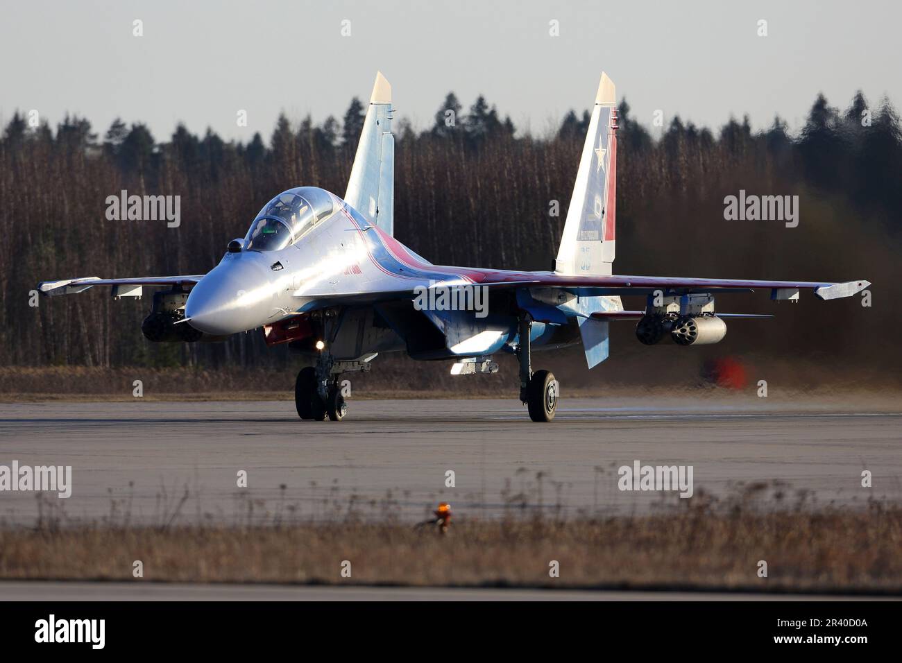A Su-30SM jet fighter of the Russian Knights aerobatics team of the ...