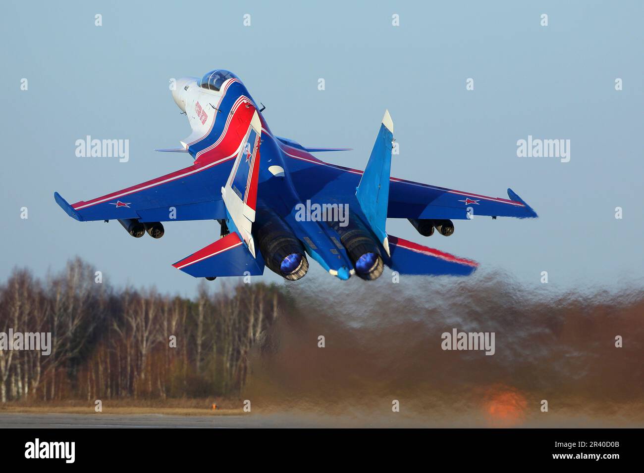 A Su-30SM jet fighter of the Russian Knights aerobatics team of the ...