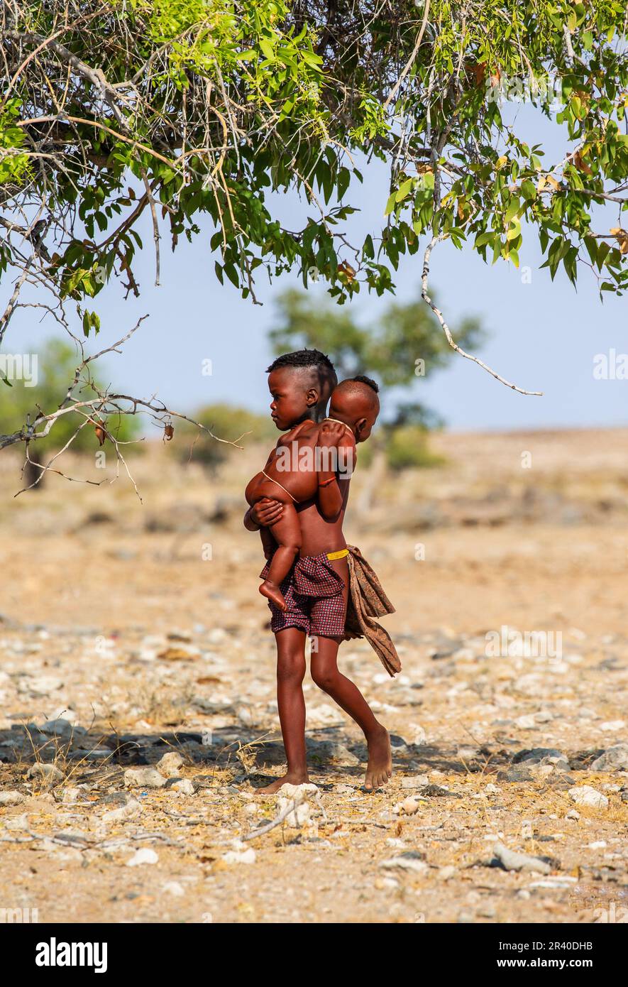 Two children of the Himba tribe in the desert Stock Photo - Alamy