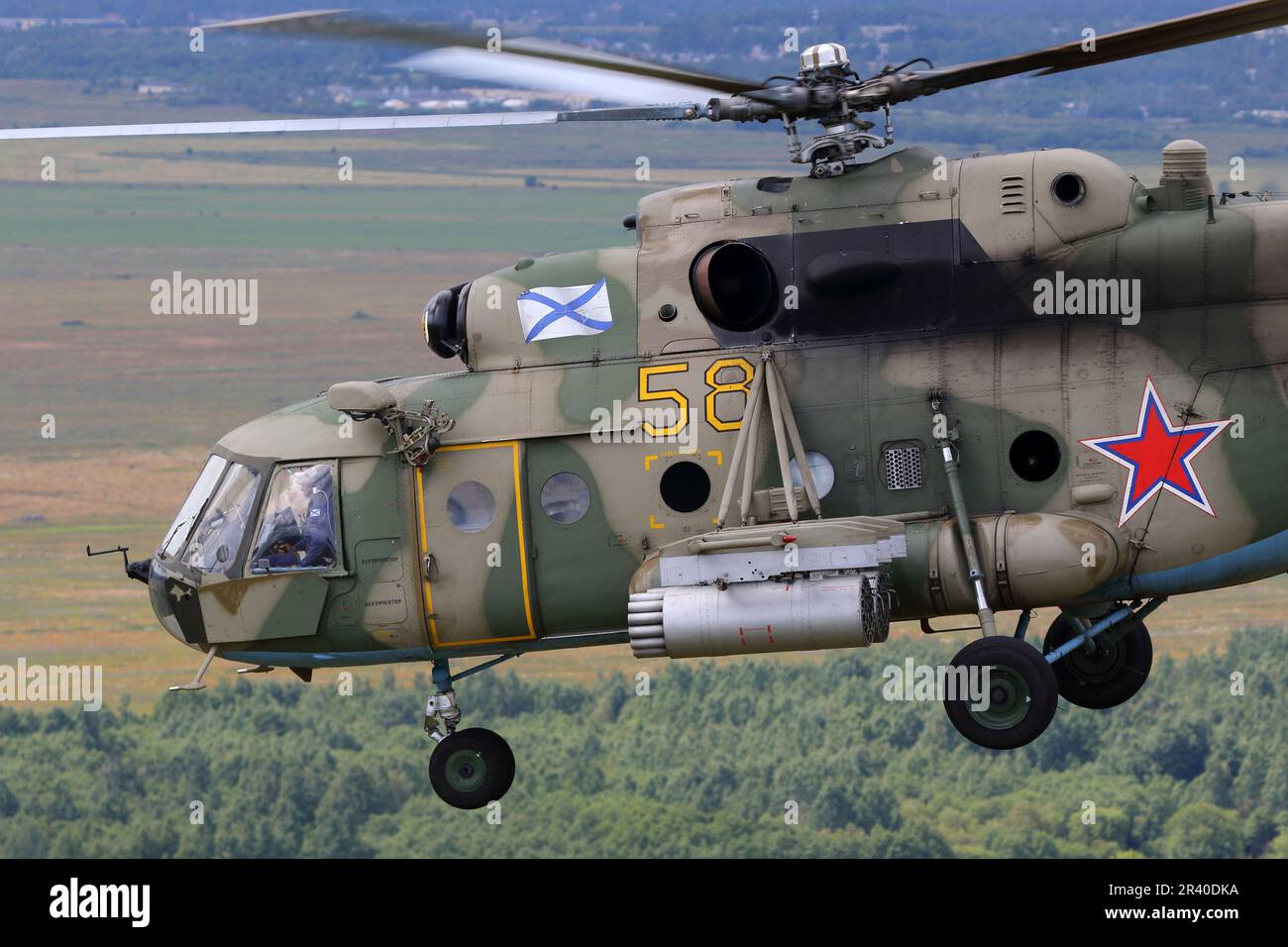 Mil Mi-8MT strike and transport helicopter of the Russian Navy in ...