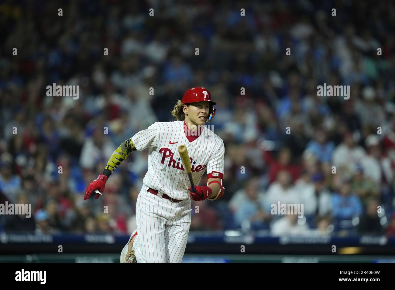 Philadelphia Phillies' Alec Bohm plays during the seventh inning of a ...