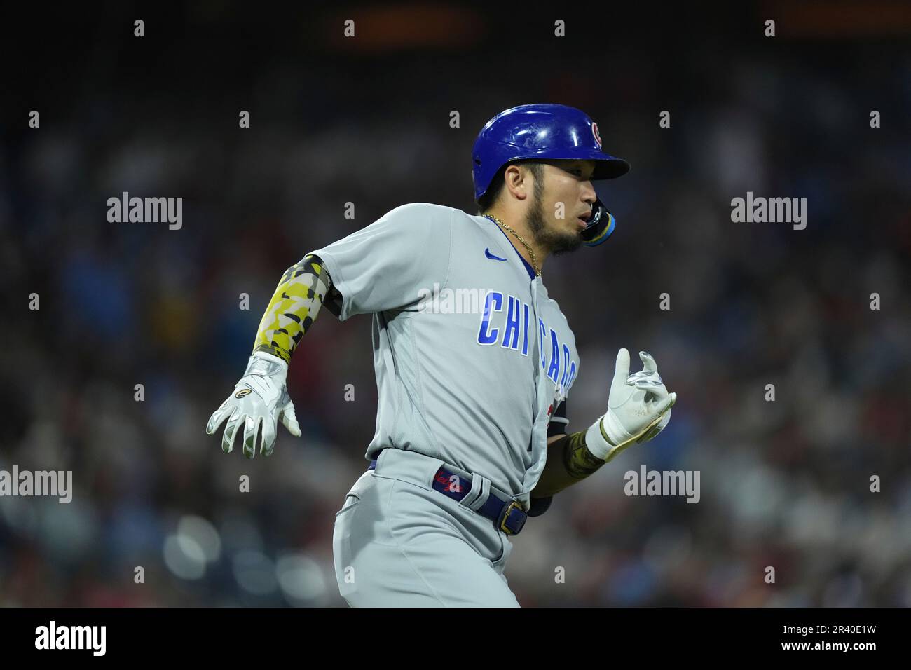 Chicago Cubs' Seiya Suzuki plays during the fifth inning of a baseball ...