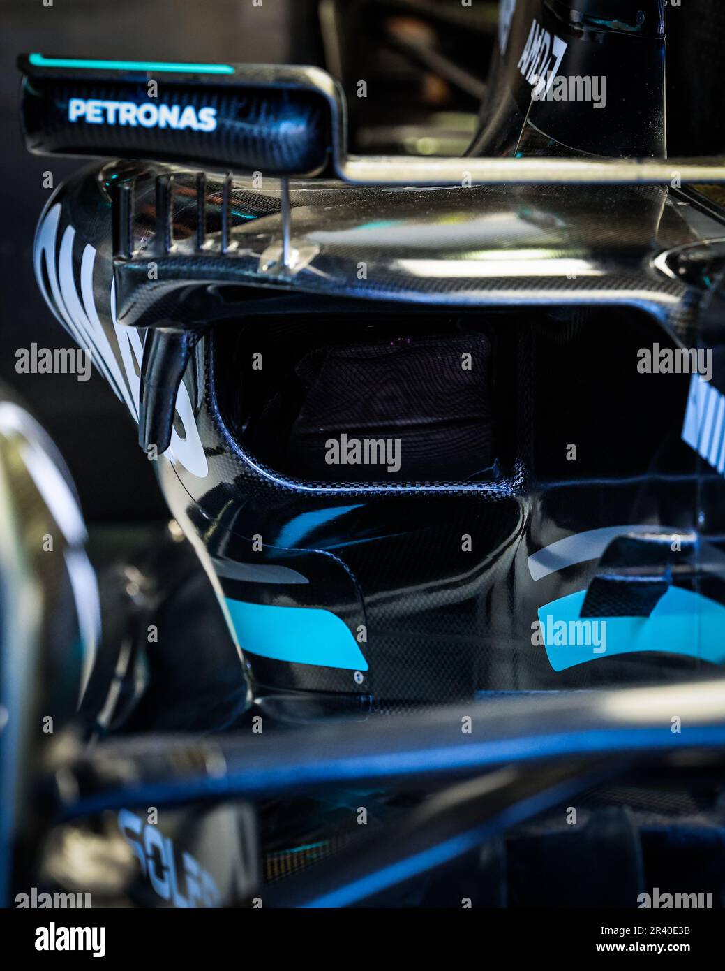 Mercedes AMG F1 Team W14, mechanical detail of the new side pods in the pitlane during the ...