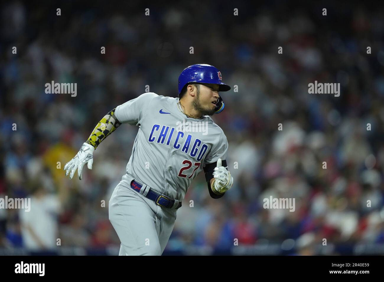 Chicago Cubs' Seiya Suzuki plays during the fifth inning of a baseball ...