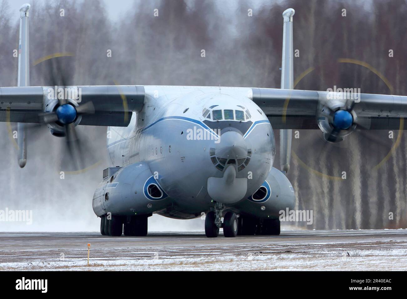 An An-22 Antey transport aircraft of the Russian Air Force taxiing for ...