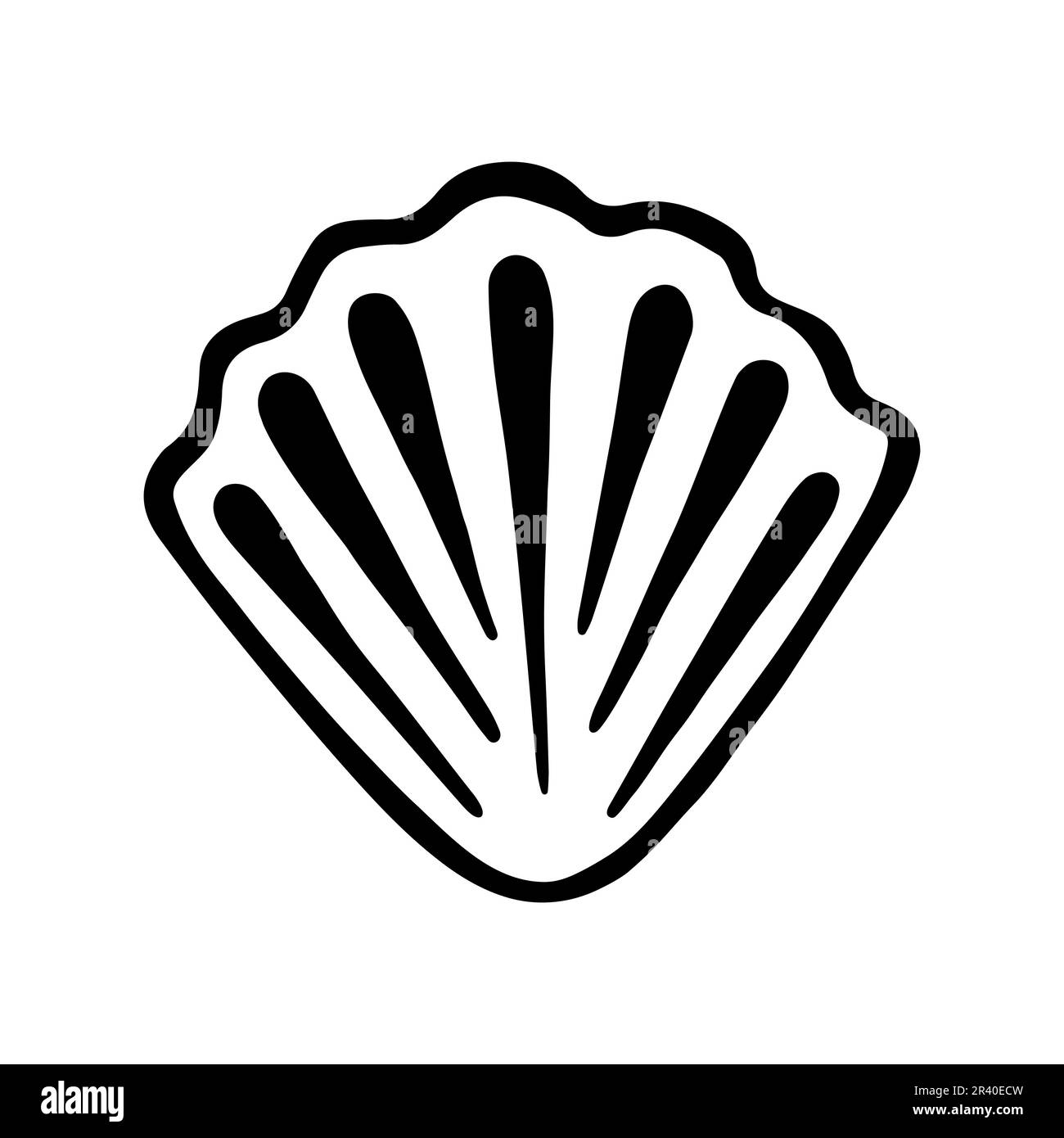 Scallop. Hand-drawn sketch sea shell isolated on white background ...