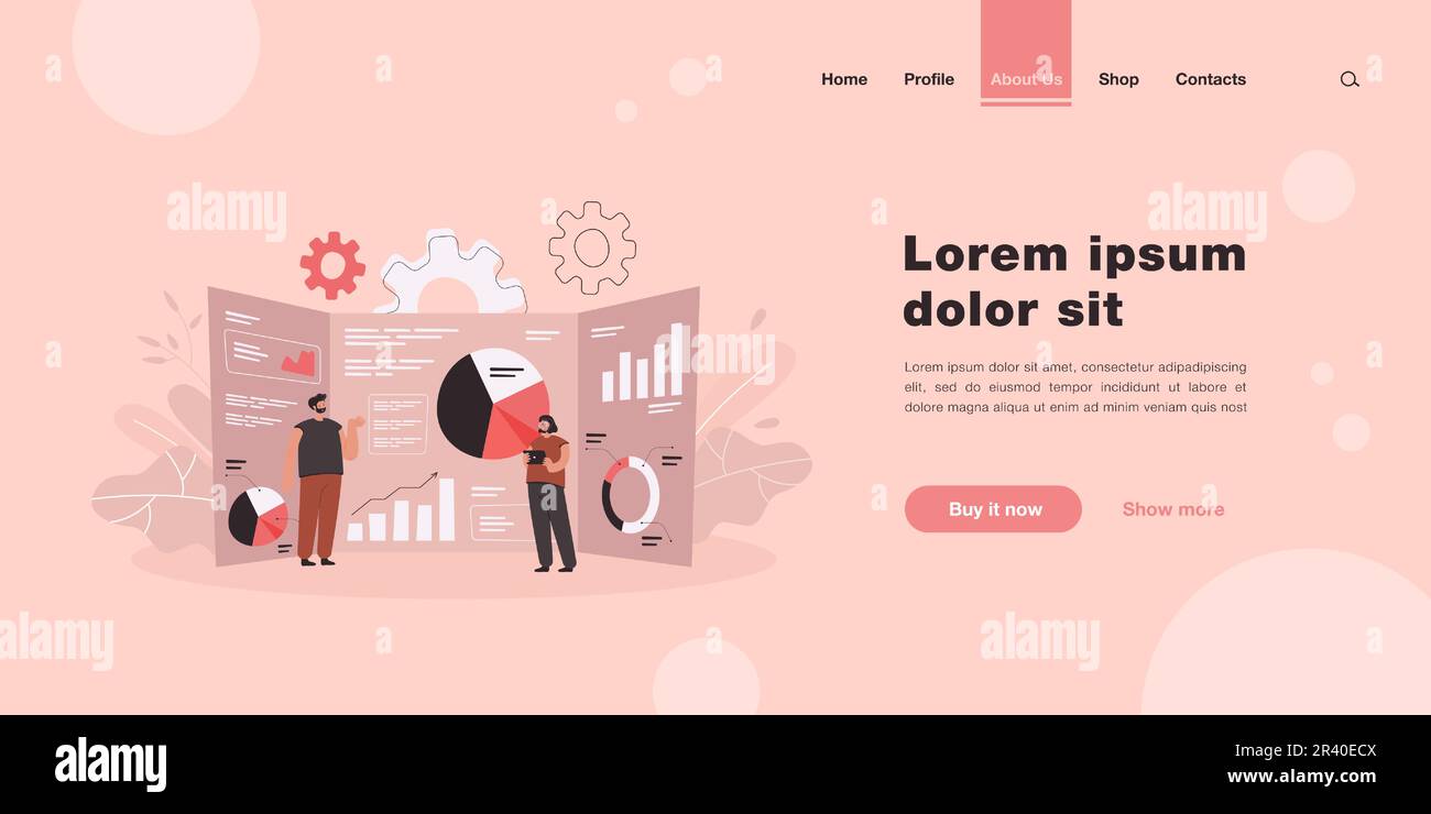 Cartoon tiny analysts and giant research dashboard with data Stock Vector Image & Art - Alamy