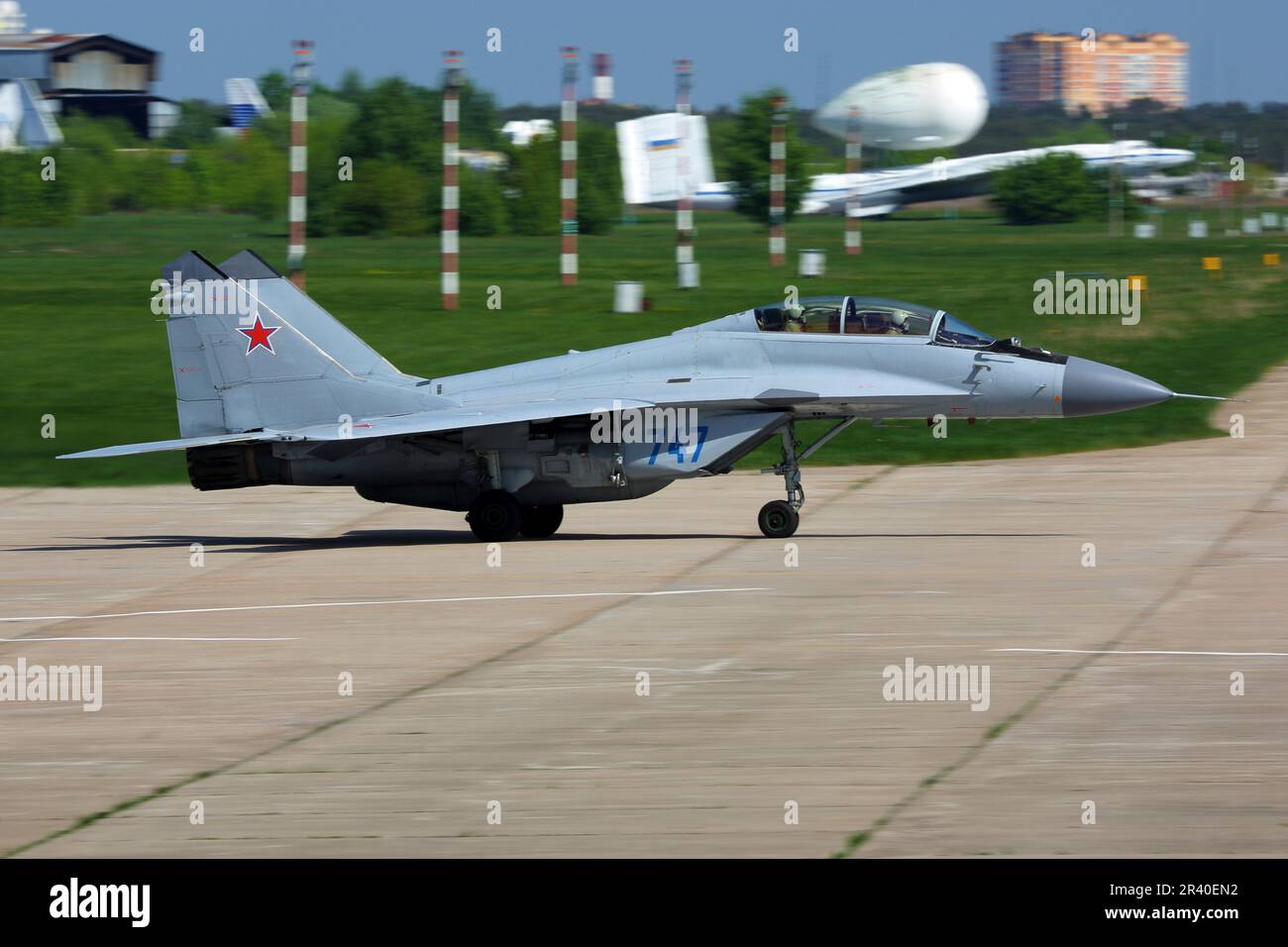 A MiG-35 jet fighter of the Russian Air Force taxiing, Zhukovsky ...