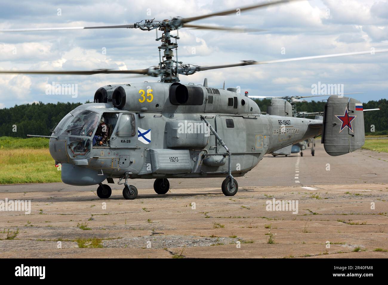 A Ka-28 anti-submarine helicopter of the Russian Navy taxiing in ...