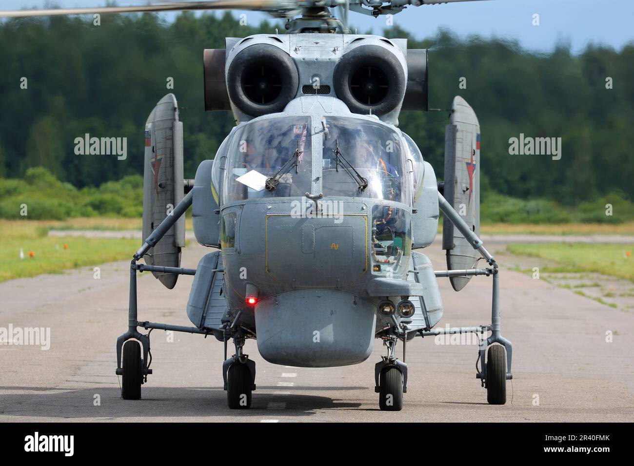 A Ka-28 anti-submarine helicopter of the Russian Navy taxiing in ...