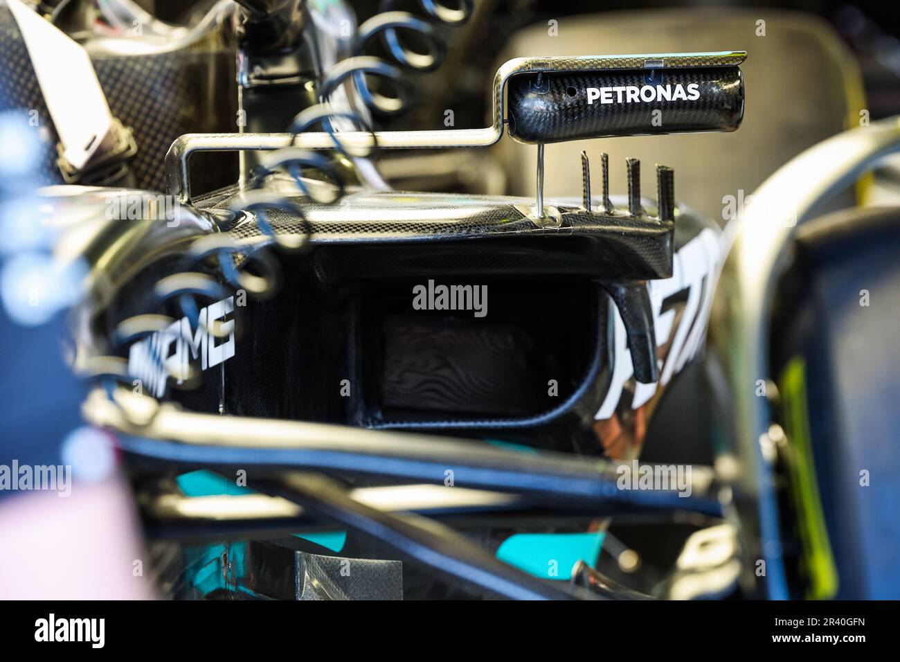 Mercedes AMG F1 Team W14, mechanical detail of the new side pods in the pitlane during the ...