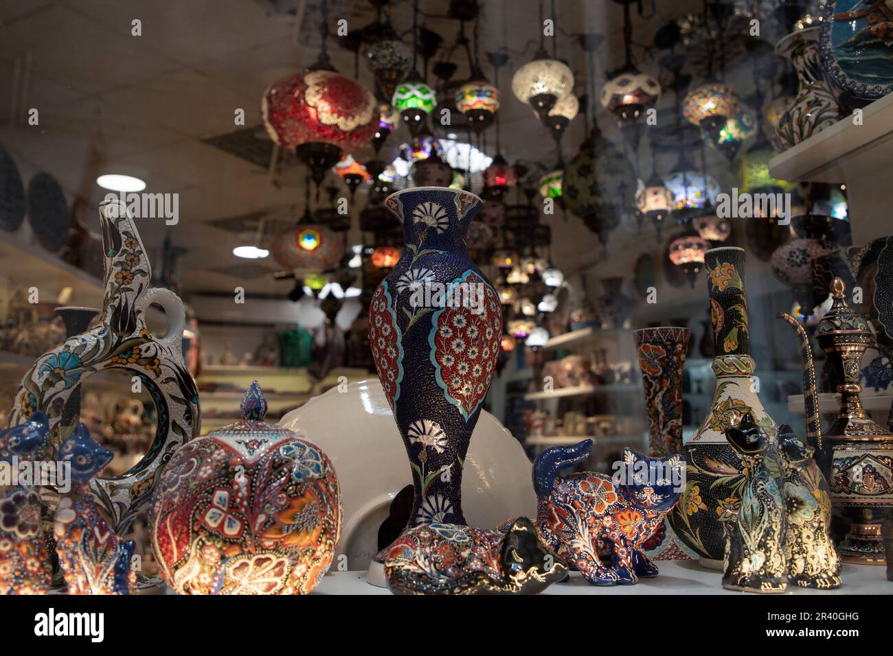 View of a gift shop showcase Stock Photo - Alamy