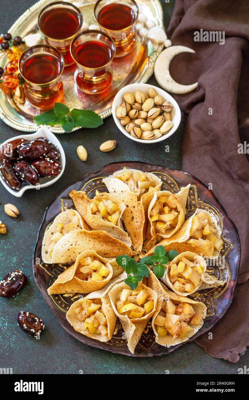 Arabic Cuisine. Ramadan Kareem Festive. Ramadan menu, arabian pancake ...