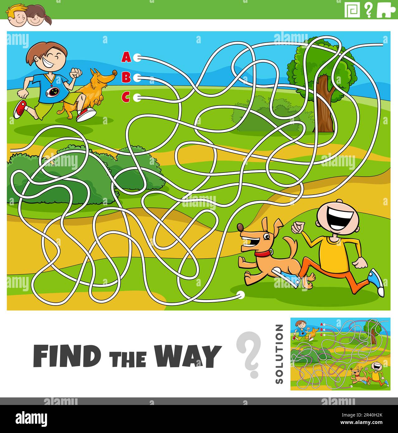 Find path game children hi-res stock photography and images - Alamy
