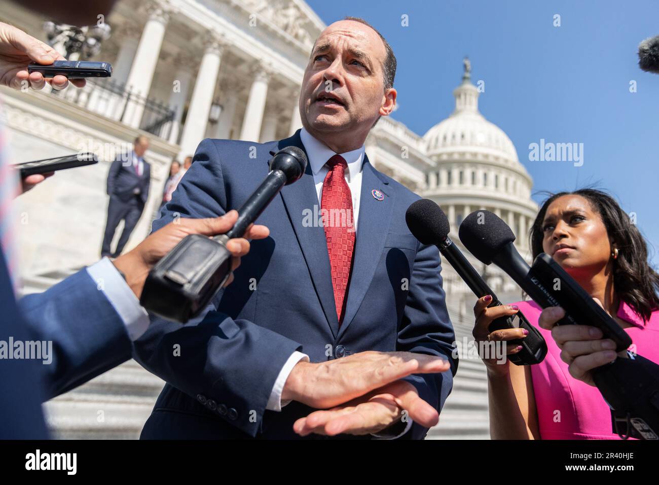 UNITED STATES - MAY 25: Rep. Bob Good, R-Va., talks with reporters ...