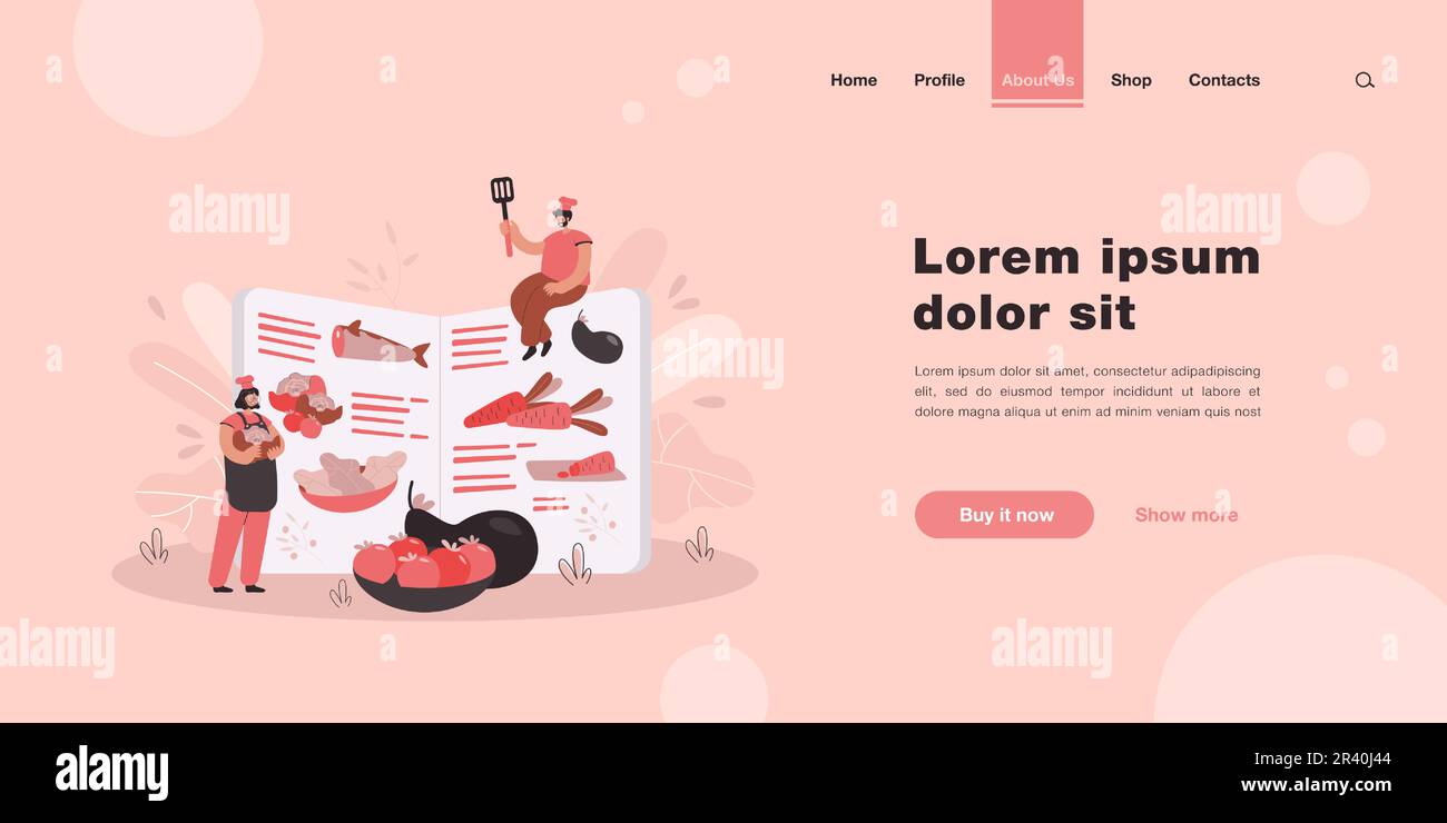 Tiny chefs cooking healthy food according to recipe book Stock Vector ...