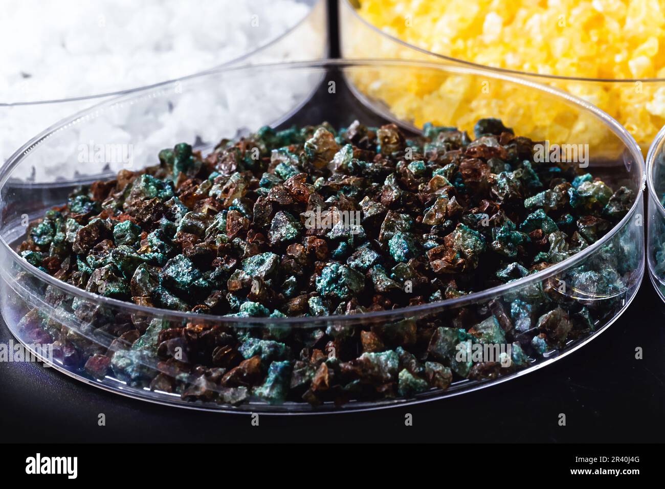 Molten chloride salts, crystals and crystallized rare earth sediments ...