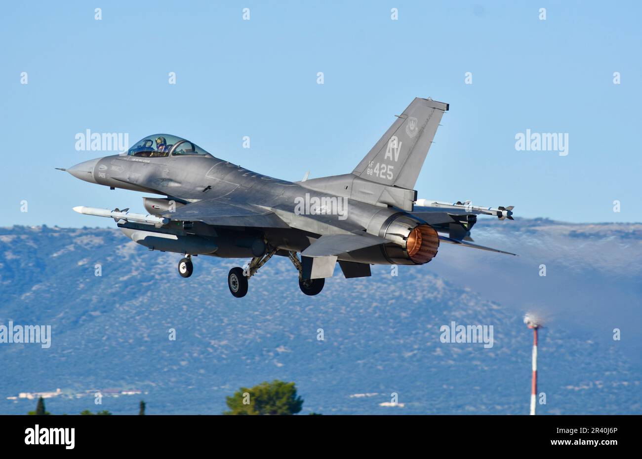 U.S. Air Force F-16CM taking off from Amendola Air Base, Italy Stock ...