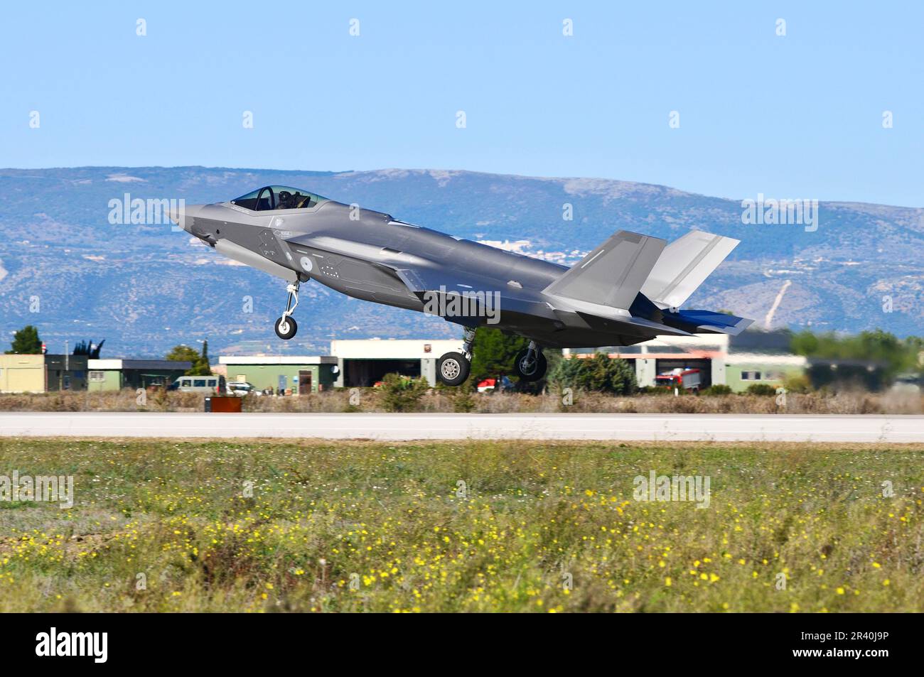 Dutch Air Force F-35A aircraft taking off during Exercise Falcon Strike ...