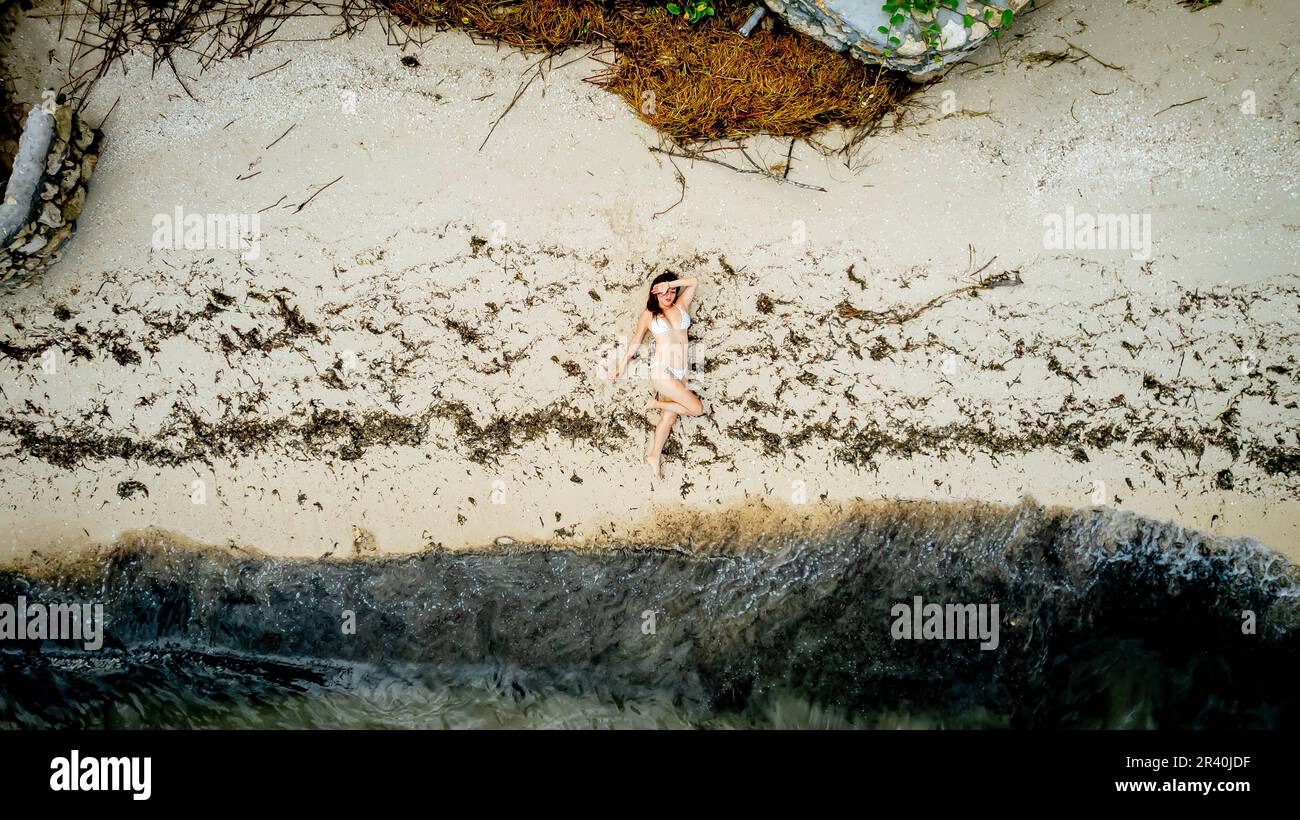 A Lovely Latin Model Enjoys A Day At The Boeach Near The Caribbean Sea ...