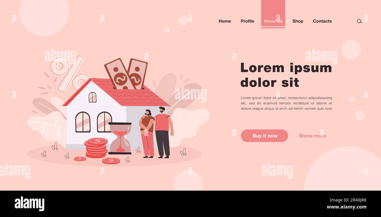 People buying home with mortgage loan flat vector illustration Stock ...