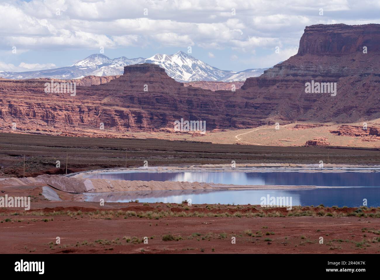 A potash evaporation pond at a potash solution mine near Moab, Utah ...