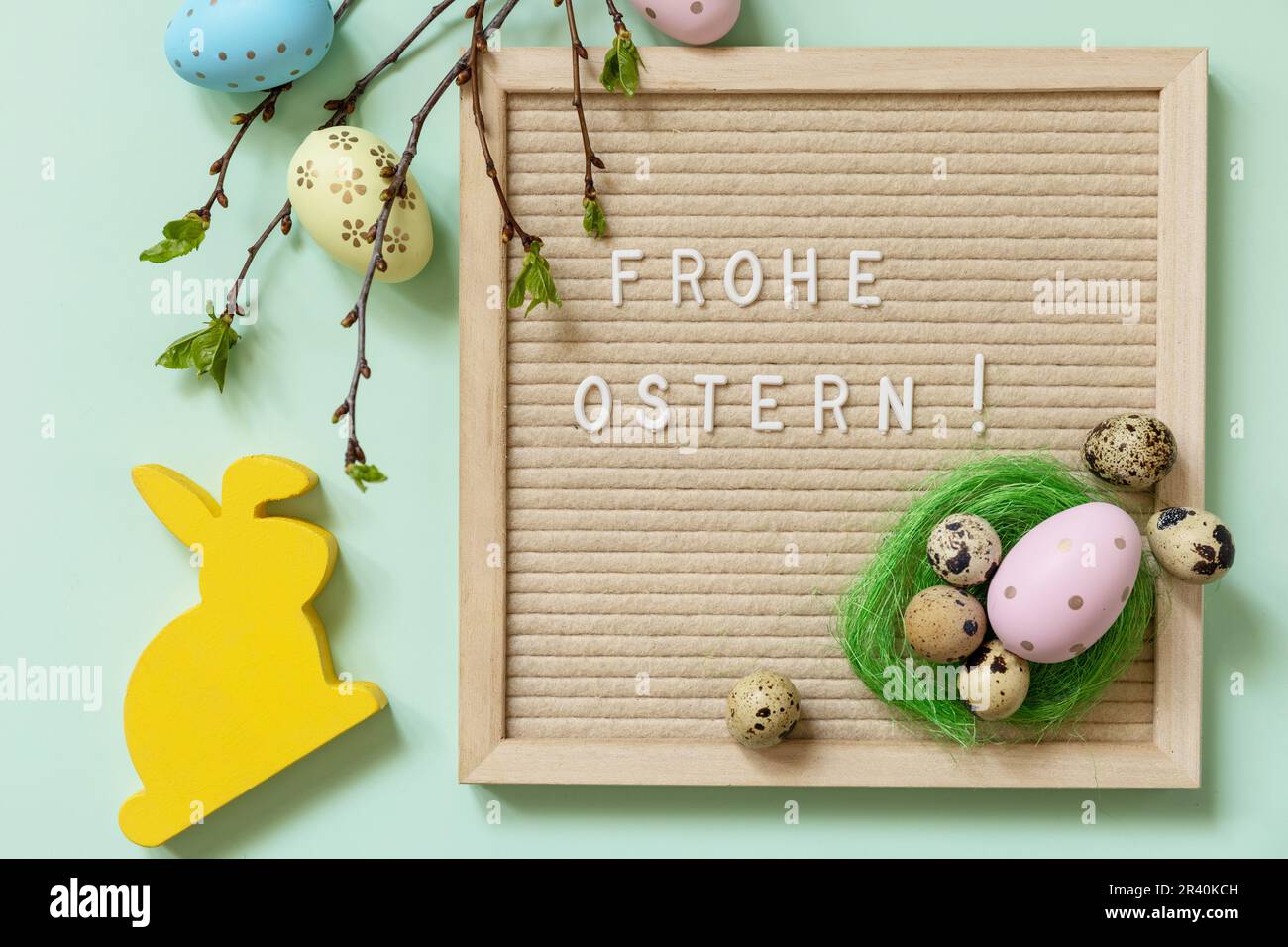 Letter Board with Frohe Ostern - Happy Easter in german greeting ...