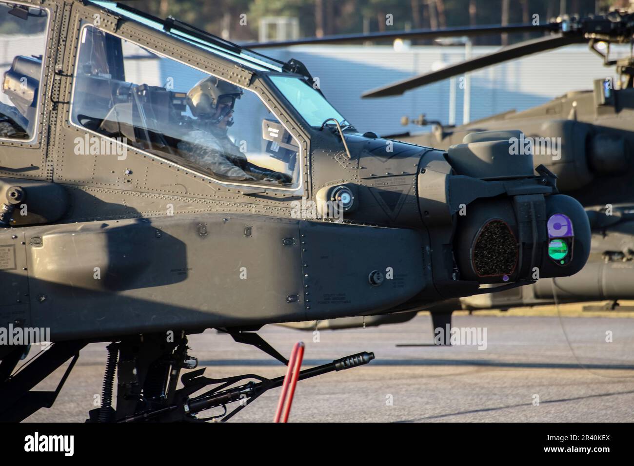 TADS/PNVS sensor turret on an AH-64D Apache helicopter, Letzlingen ...