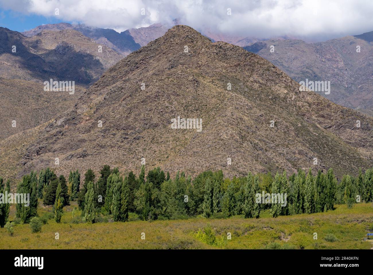 The foothills of the Andes and the valley of Pamapa del Durazno at ...