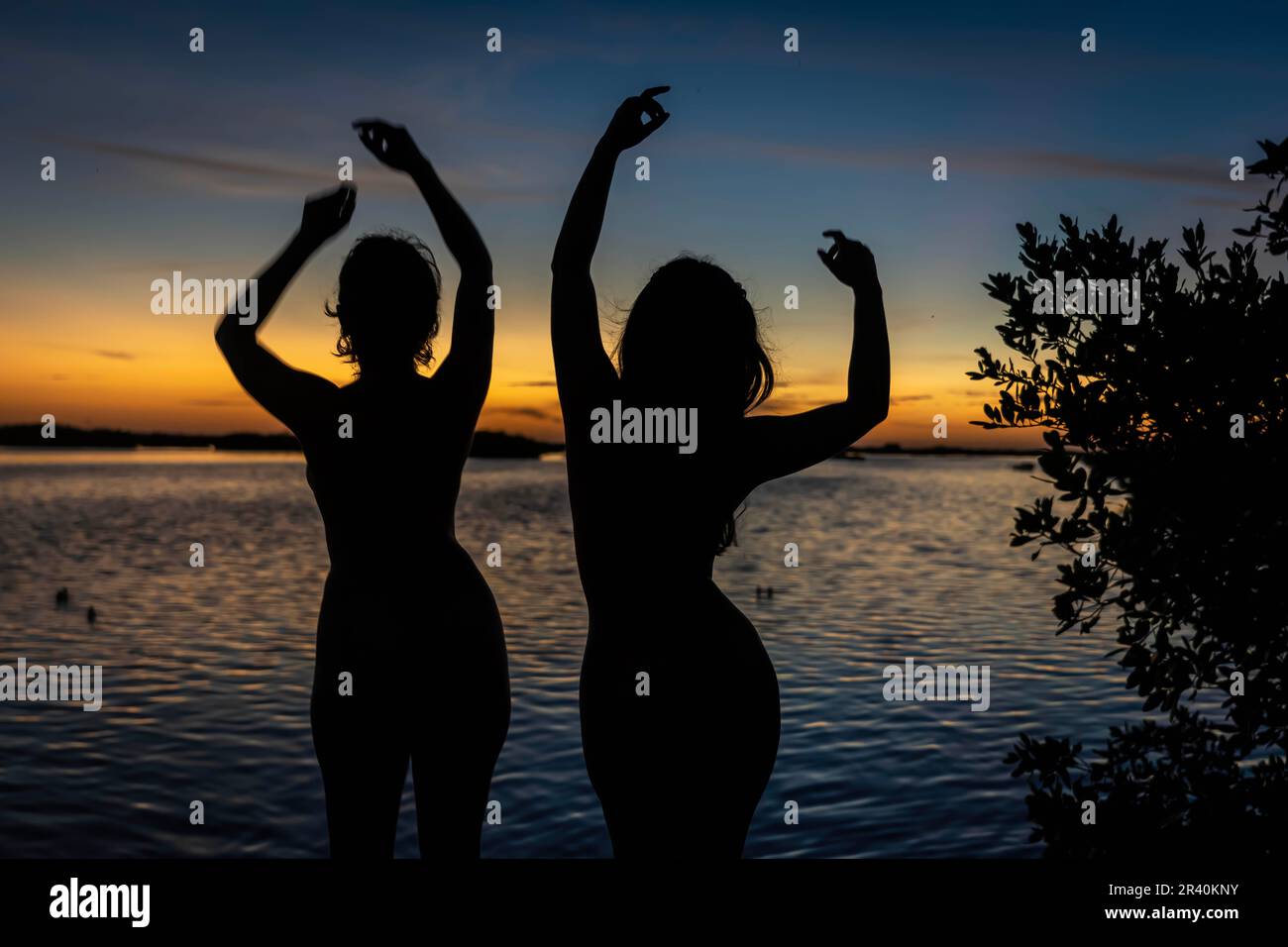 A Lovely Latin Model PosesAs The Sun Rises In The Caribbean Stock Photo ...