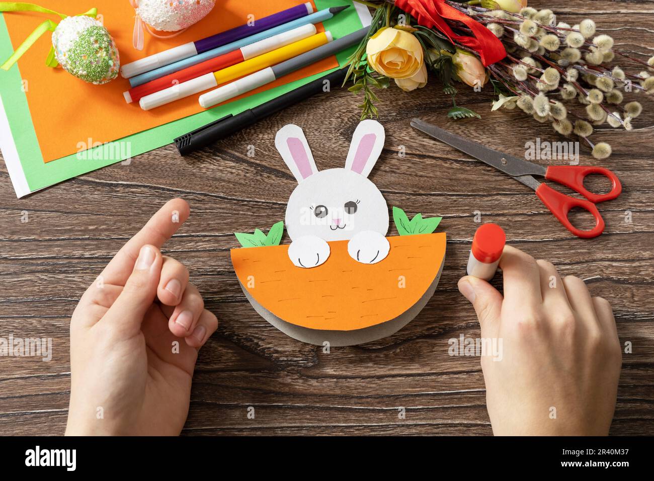 Instructions, step 9. Easter card gift Easter bunny. Handmade. Project ...