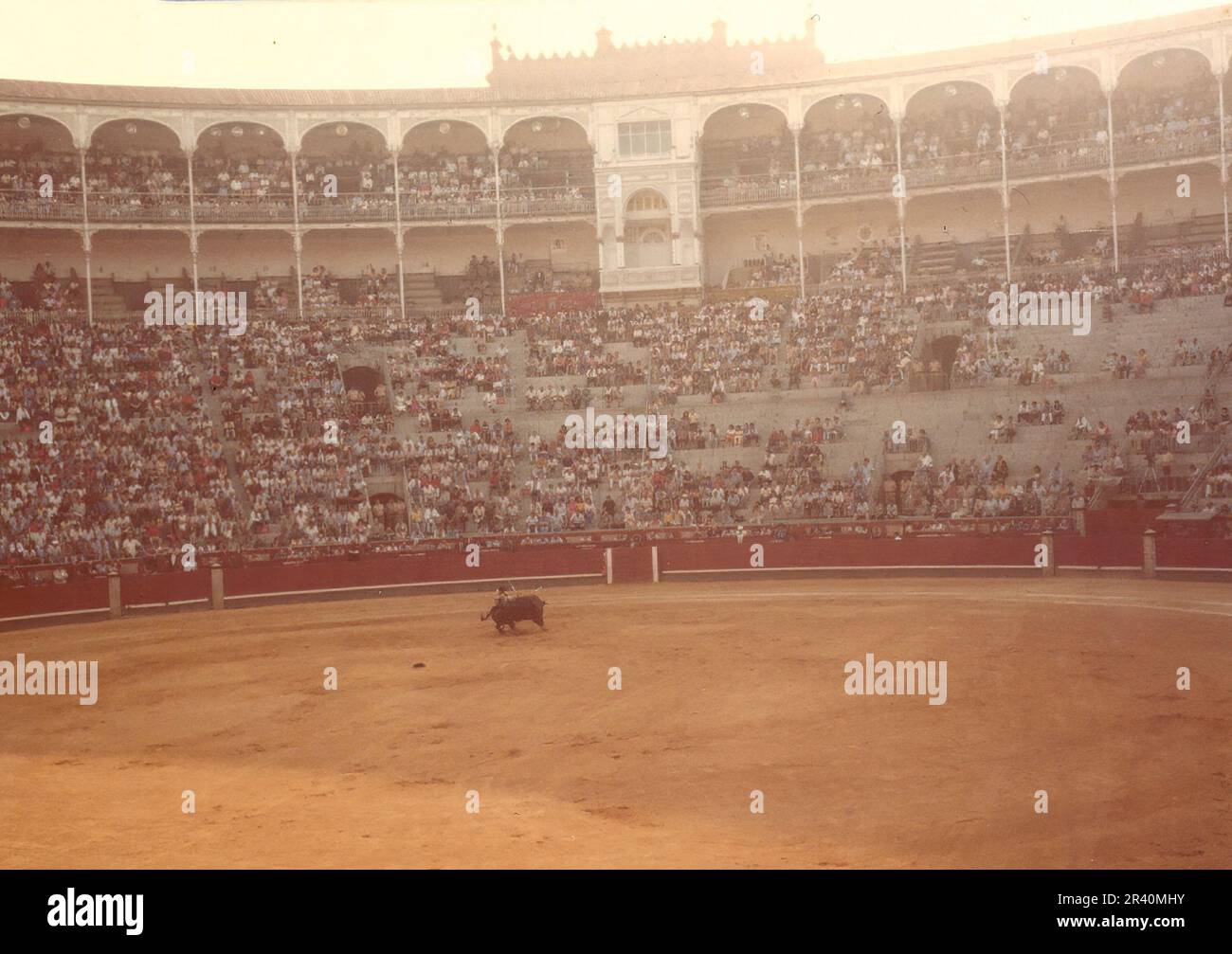Vintage image of bullfight arena at Madrid's Ventas Bullring, captured ...