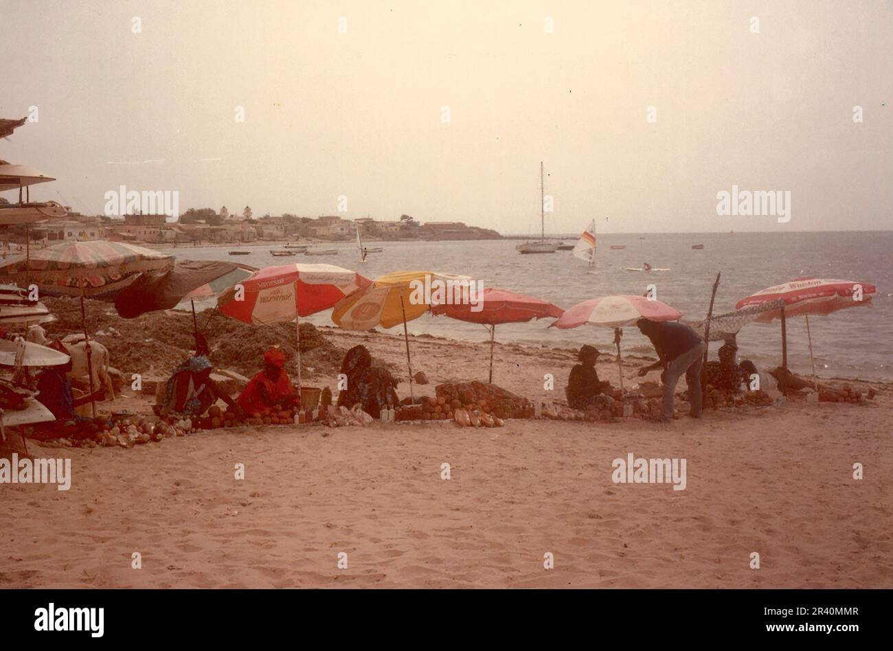 Street vendors on the beach in Abidjan, Ivory Coast, West Africa ...
