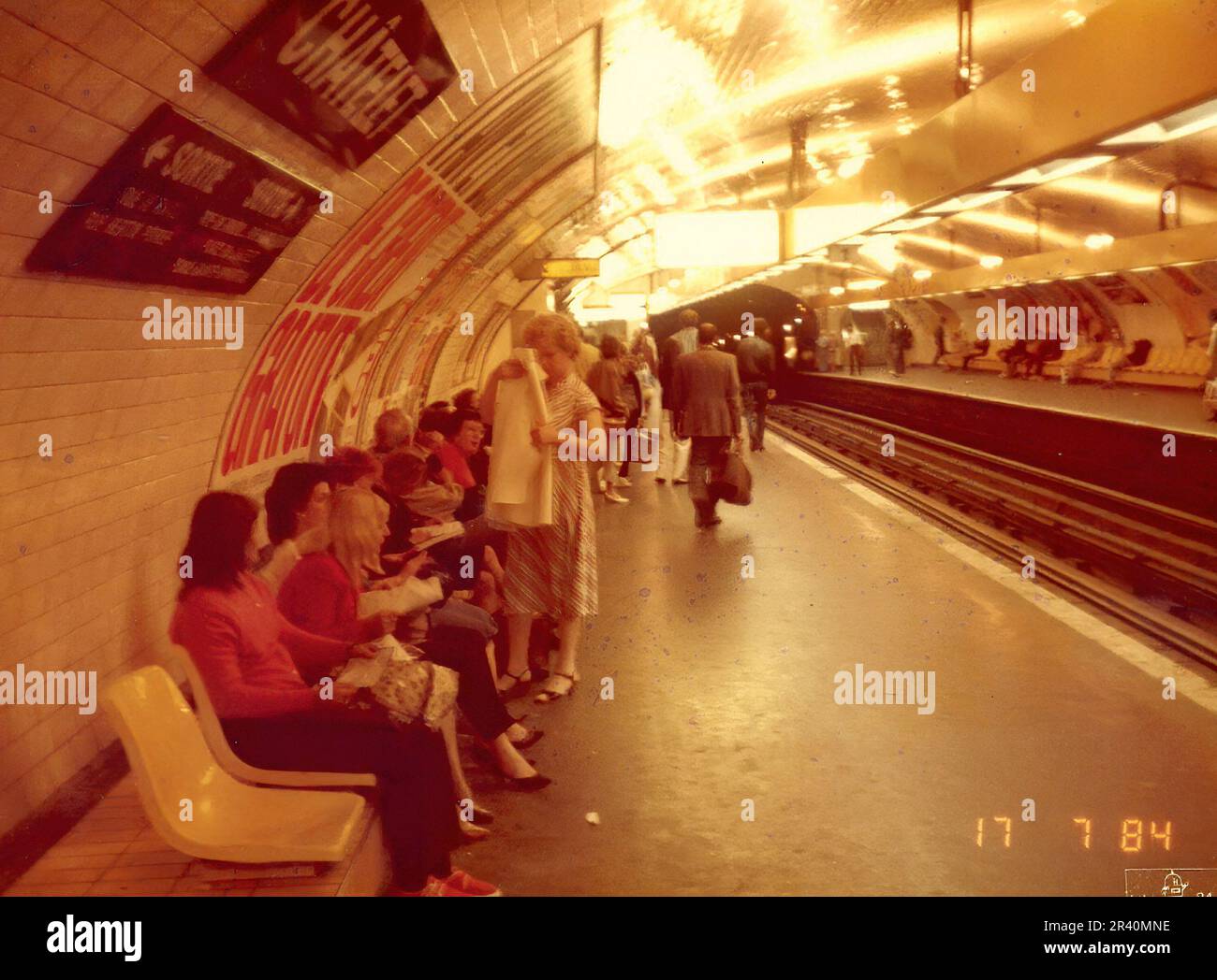 View of Chatelet metro station platform in Paris, France captured in ...