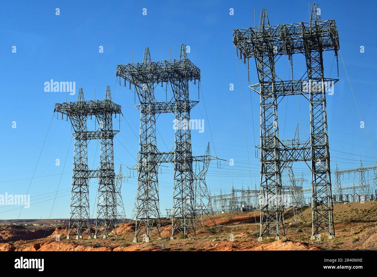 High voltage electric poles, Glen Canyon Dam, Arizona, USA, North ...