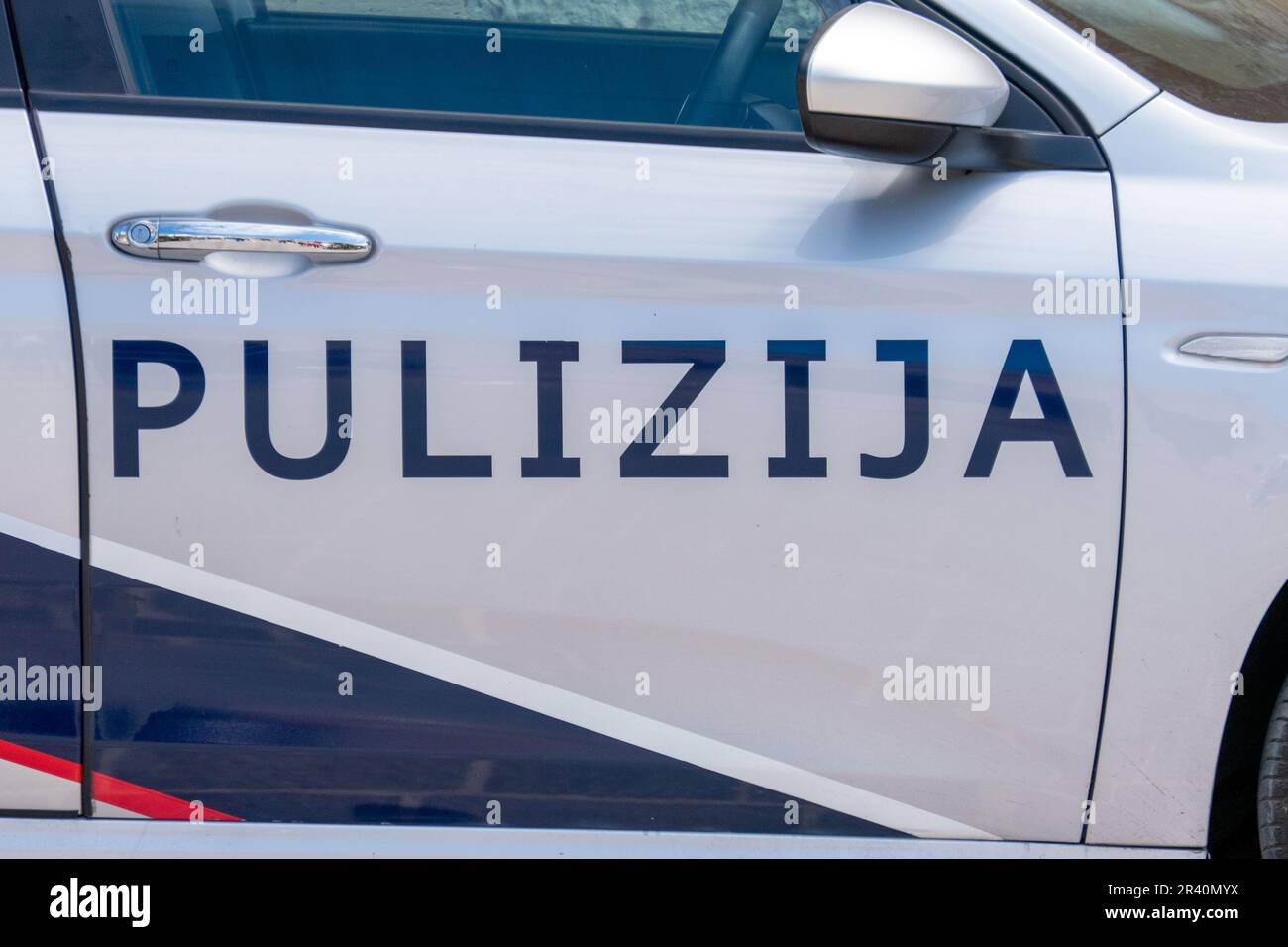 Valletta, Malta, 4 May 2023. Police car providing security for tourists ...